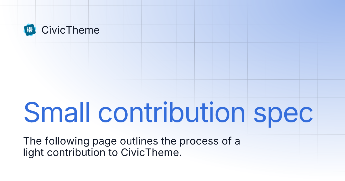 Small contribution spec | CivicTheme